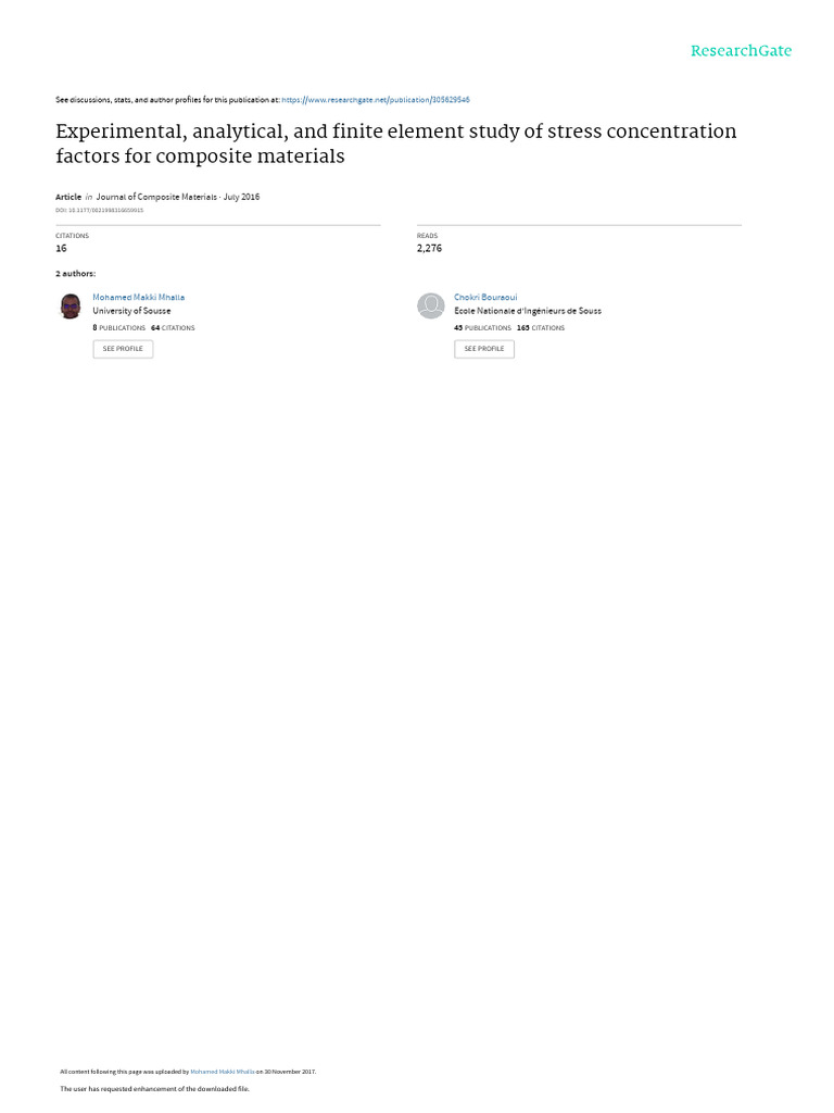 Journal of Composite Materials 2016 Mohamed Makki 0021998316659915 | PDF | Fracture | Stress ...