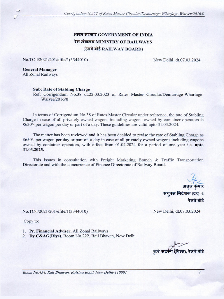 Rates Circular | PDF | Rail Transport | Government Of India