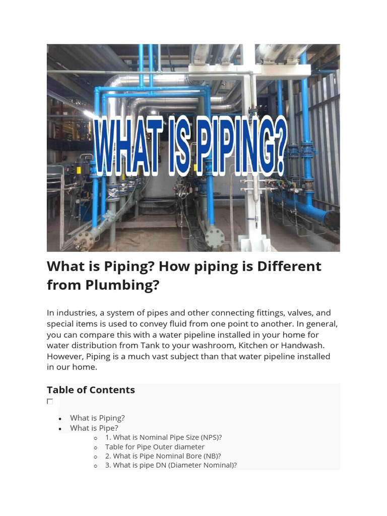 What Is Piping How Piping Is Different From Plumbing | Download Free PDF | Pipe (Fluid ...