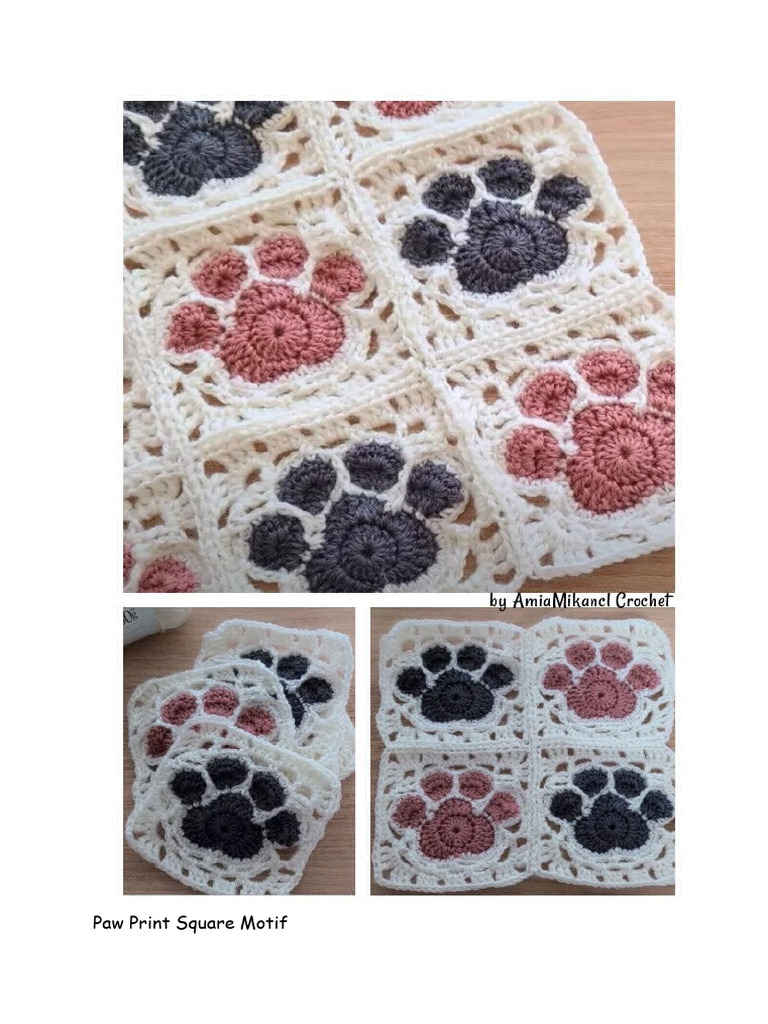 Paw Print Square Motif | Download Free PDF | Crochet | Folk Art