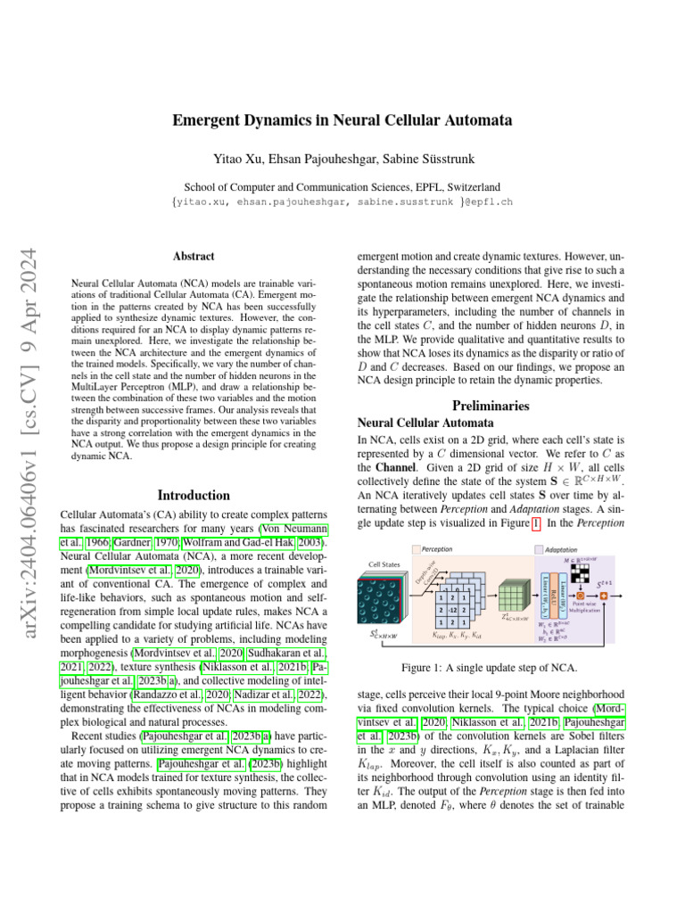 Emergent Dynamics in Neural Cellular Automata | PDF | Artificial Intelligence | Intelligence (AI ...