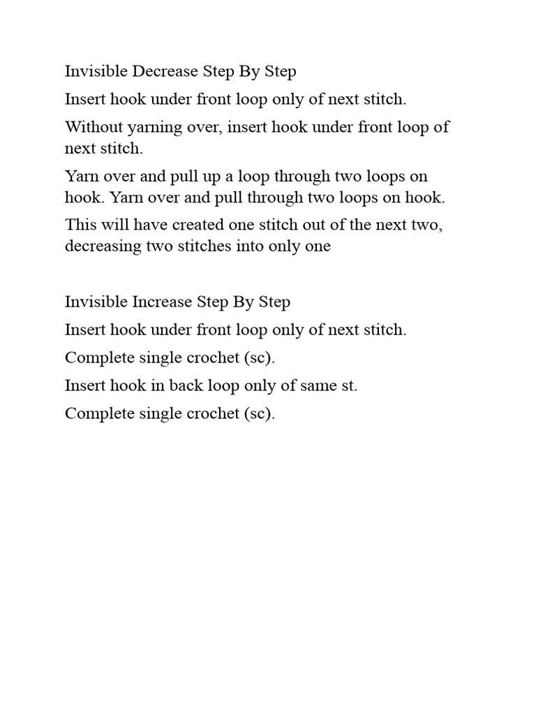Crochet Invisible Decrease & Increase Guide | PDF | Home & Garden ...