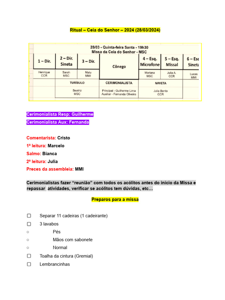 Ceia Do Senhor 2024 | PDF | Missa (liturgia) | Eucaristia