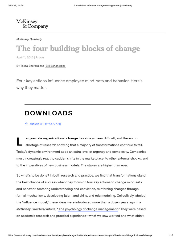 Basford, T. Schaninger, B. The Four Building Blocks of Change | PDF | Reinforcement | Change ...