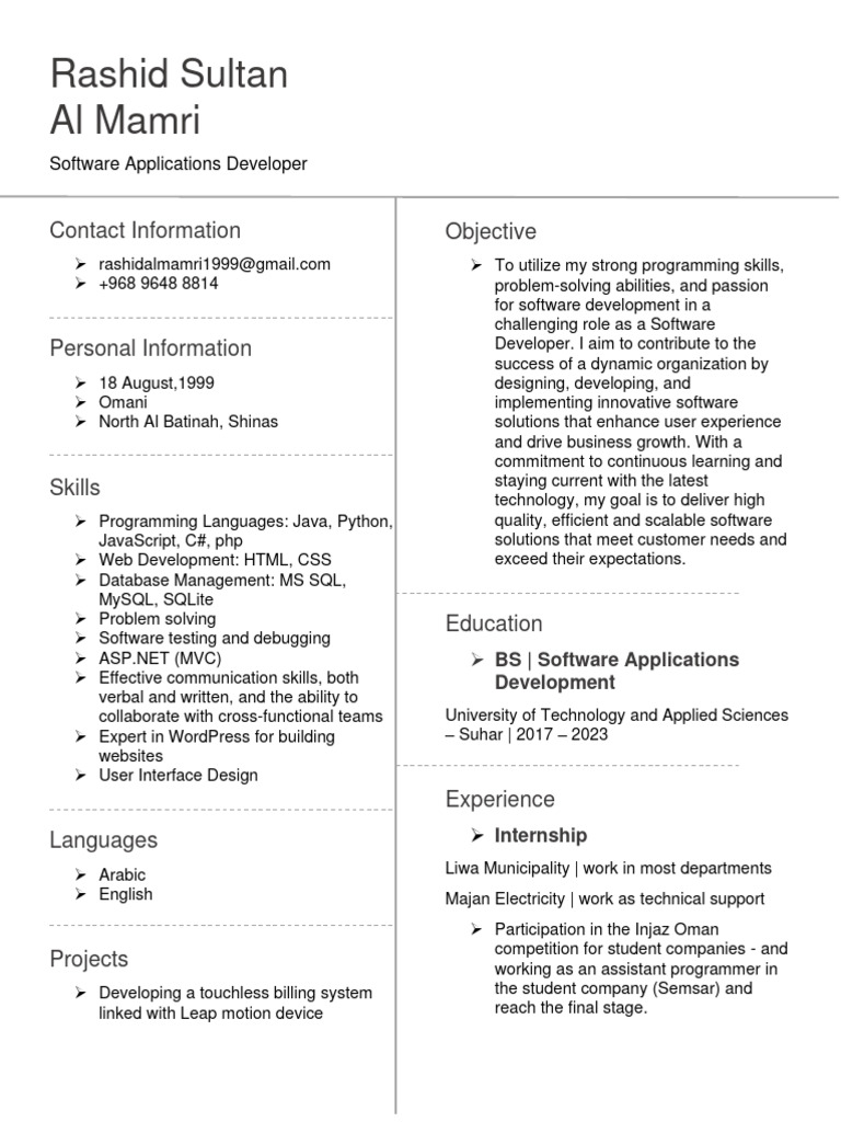 Rashid AlMamri CV | PDF | Web Development | Systems Engineering