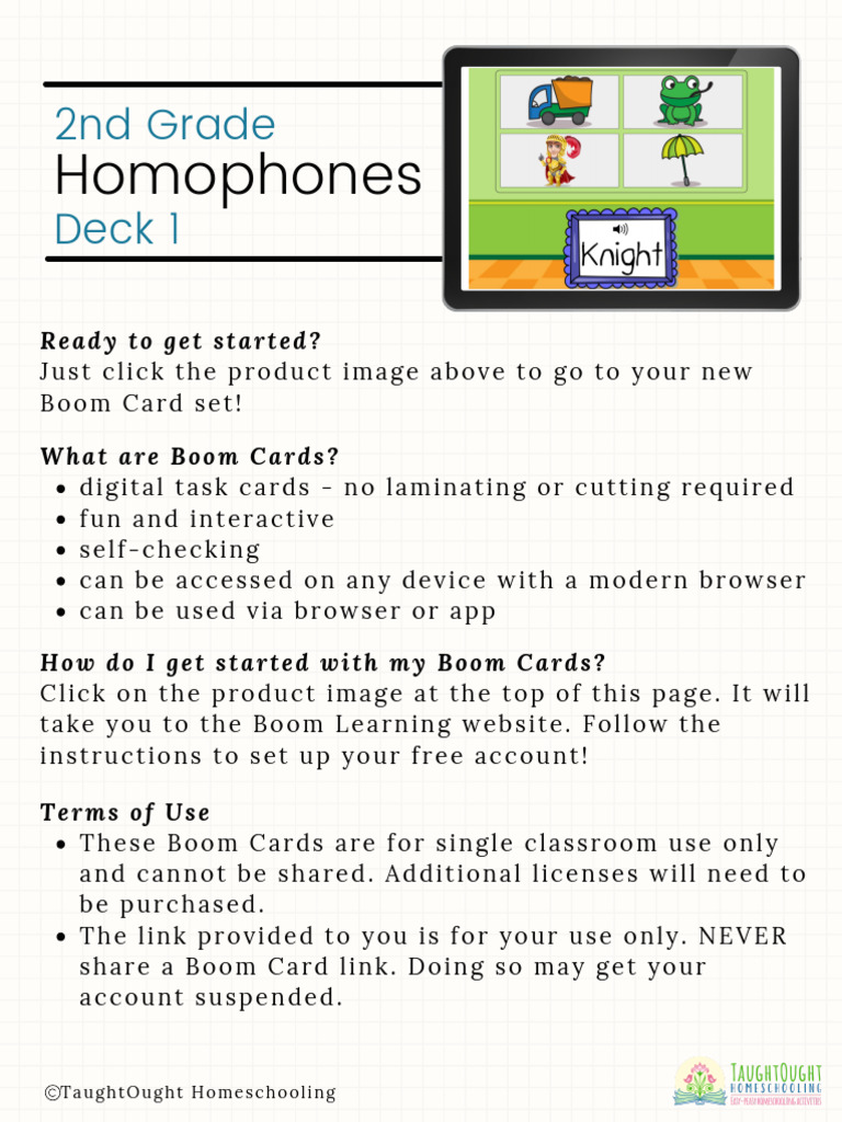 Homophones: 2nd Grade Deck 1 | PDF | Games & Activities | Social Science