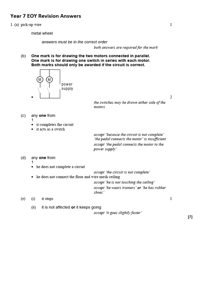 Year-7-End of Year Test Answers | PDF | Water | Oxygen