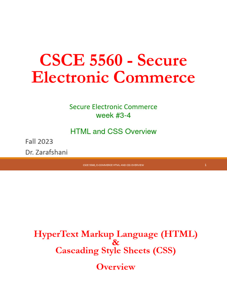Csce5560 - HTML and CSS | PDF | Html Element | Html Csce5560 - HTML and CSS | PDF | Html Element | Html