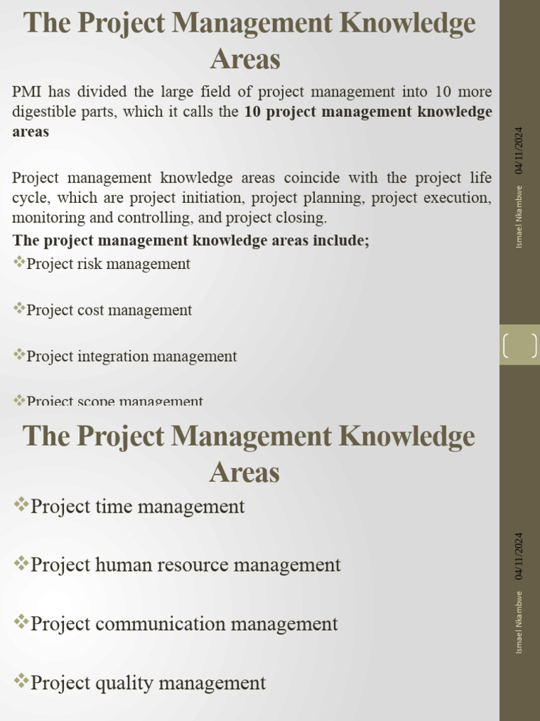 Overview of Project Management Knowledge Areas | PDF | Project ...