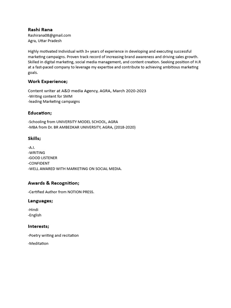 Rashi's CV | PDF