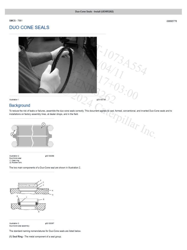 DUO CONE SEALS-install, Caterpillar | PDF | Lubricant | Materials