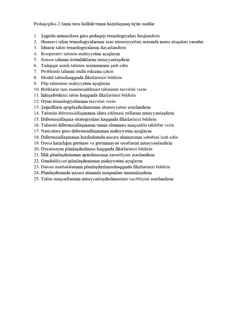 Ped-2 Kollok. Sualları | PDF