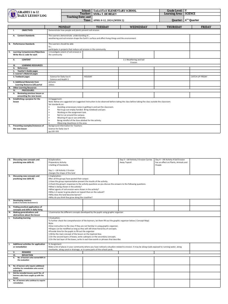 Grade 5 Dll Science 5 q4 Week 2 | PDF | Learning | Cognition