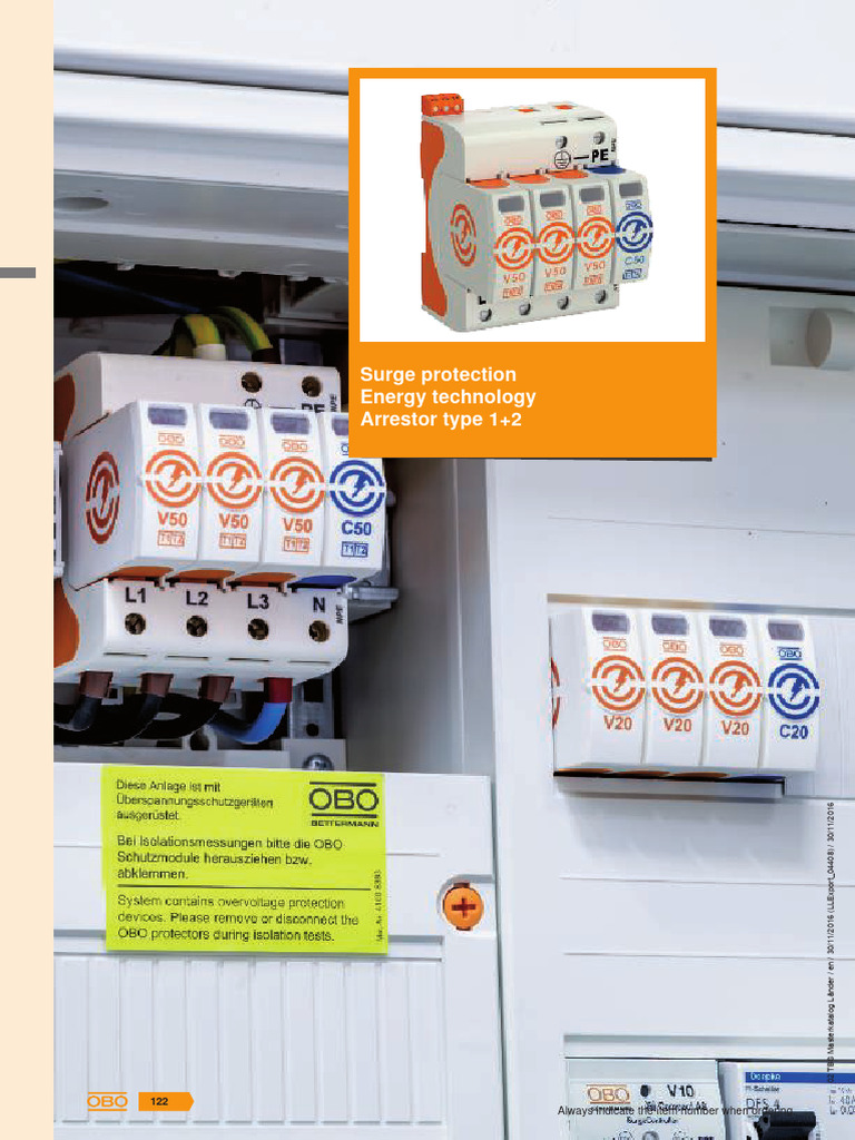 DPS - Supressor de Surto Classe 1+2 - OBO BETTERMANN | PDF | Alternating Current | Lightning