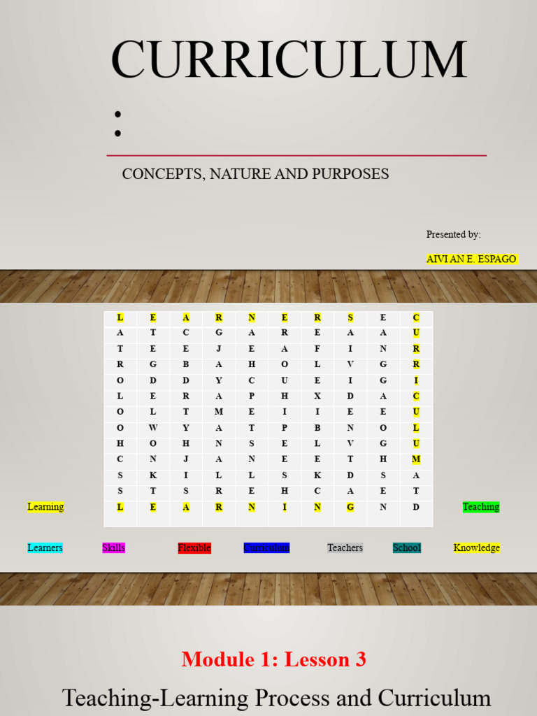 Teaching-Learning Processes and Curriculum Development_ESPAGO | PDF ...