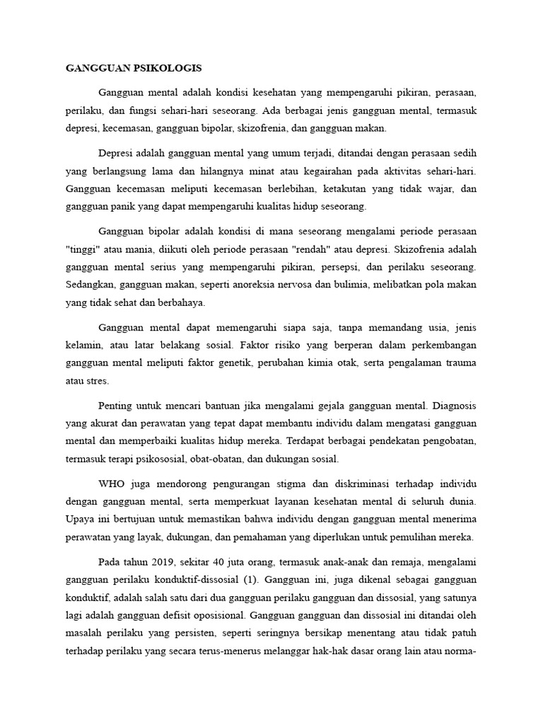 Gangguan Psikologis | PDF | Pengembangan Diri | Sains & Matematika