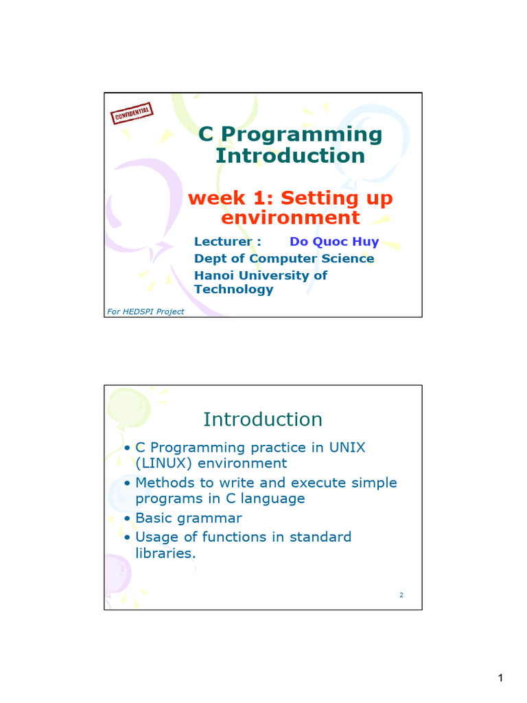 Cprogramming ICTweek 1 | PDF | Computer File | Linux