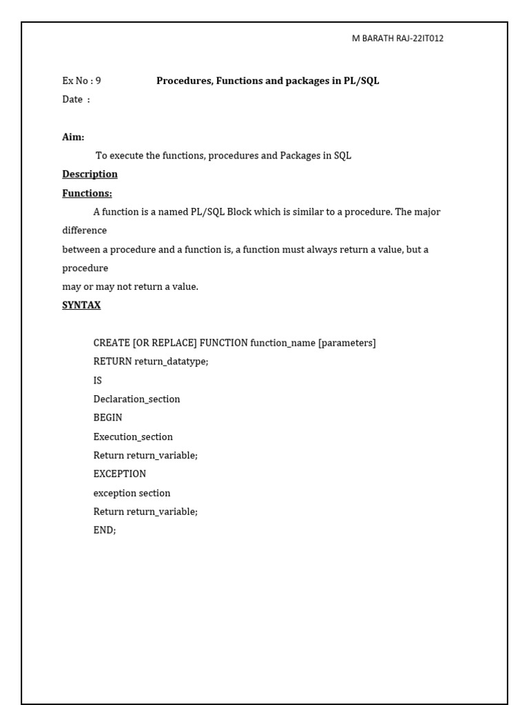 DBMS_EX9 | PDF | Pl/Sql | Software Development