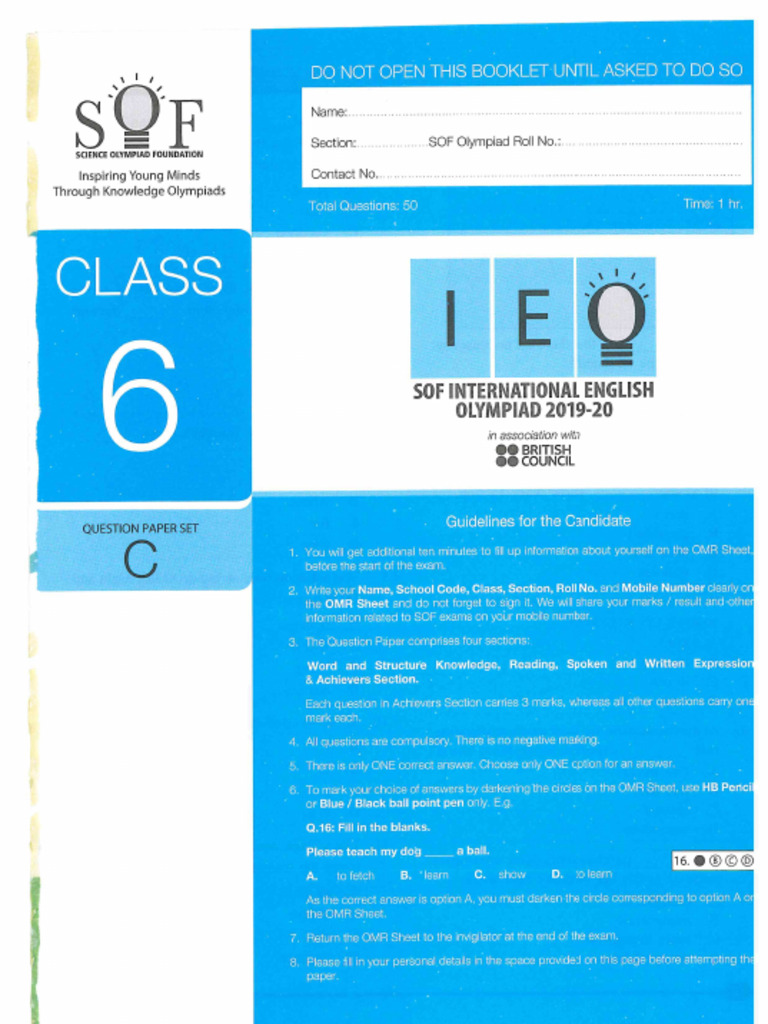 IEO - Class 6 - 2019-20 | PDF