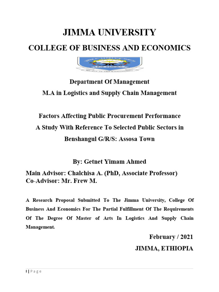 Getnet Yimam Final Research Proposal | PDF | Procurement | Supply Chain