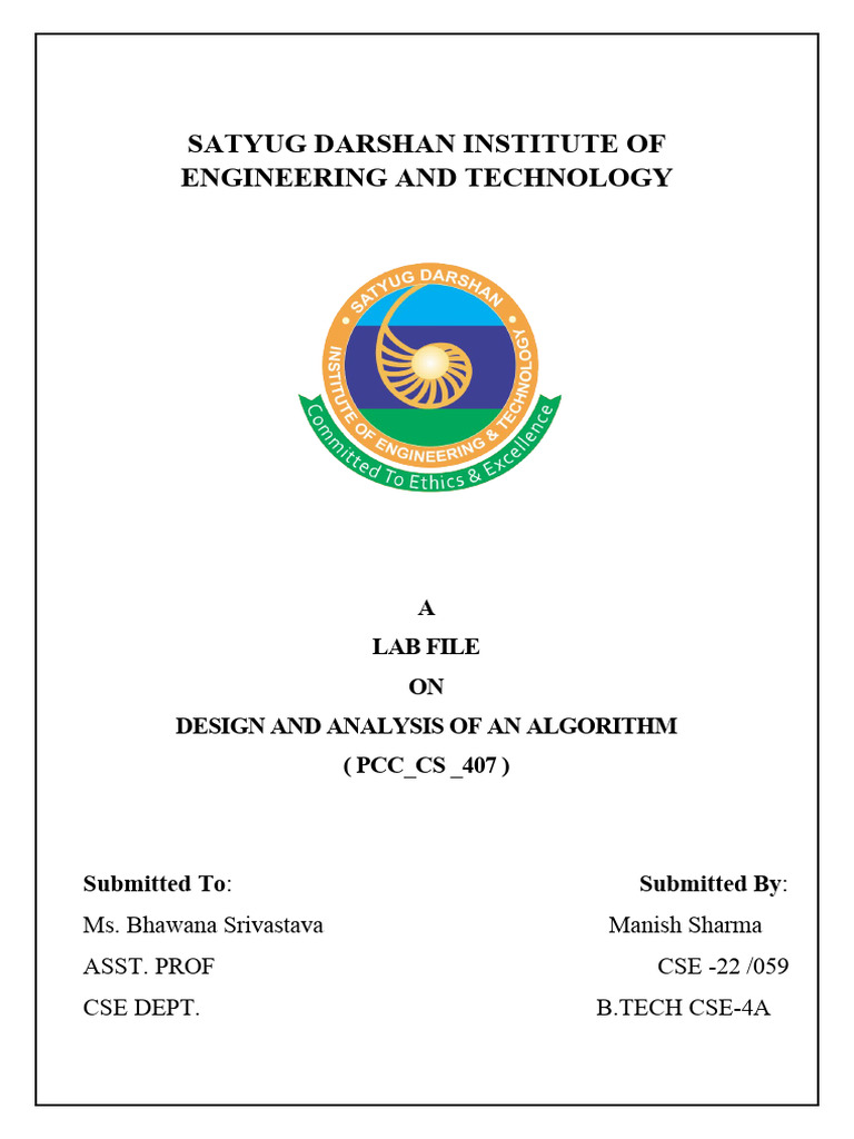 Daa PNDT | PDF | Algorithms | Computer Programming Daa PNDT | PDF | Algorithms | Computer Programming