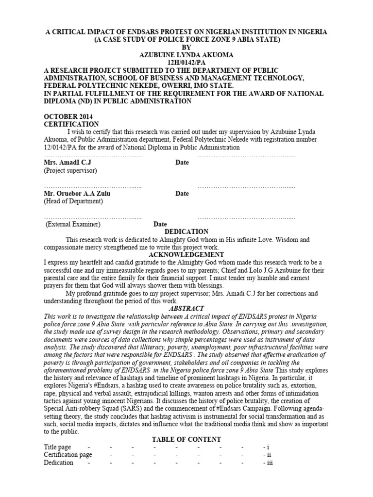 A Critical Impact of Endsars Protest in Nigeria | PDF | Business ...