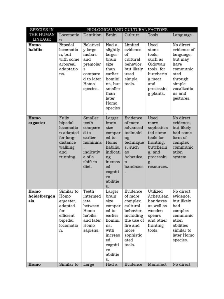 Human Evolution: Species Overview | PDF | Homo | Paleoanthropology
