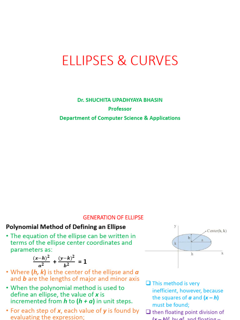 Notes 1136 UNIT II Lesson 7 Shuchita Graphics Ellipses & Curves | PDF ...