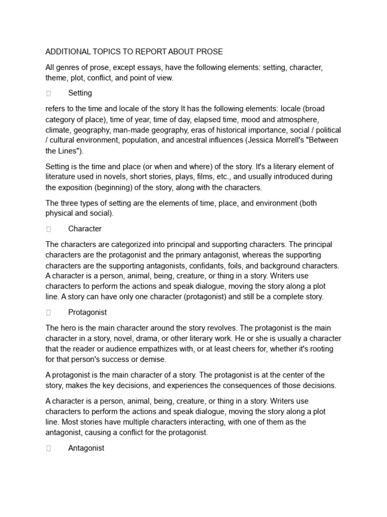 About Prose | Download Free PDF | Narration | Essays