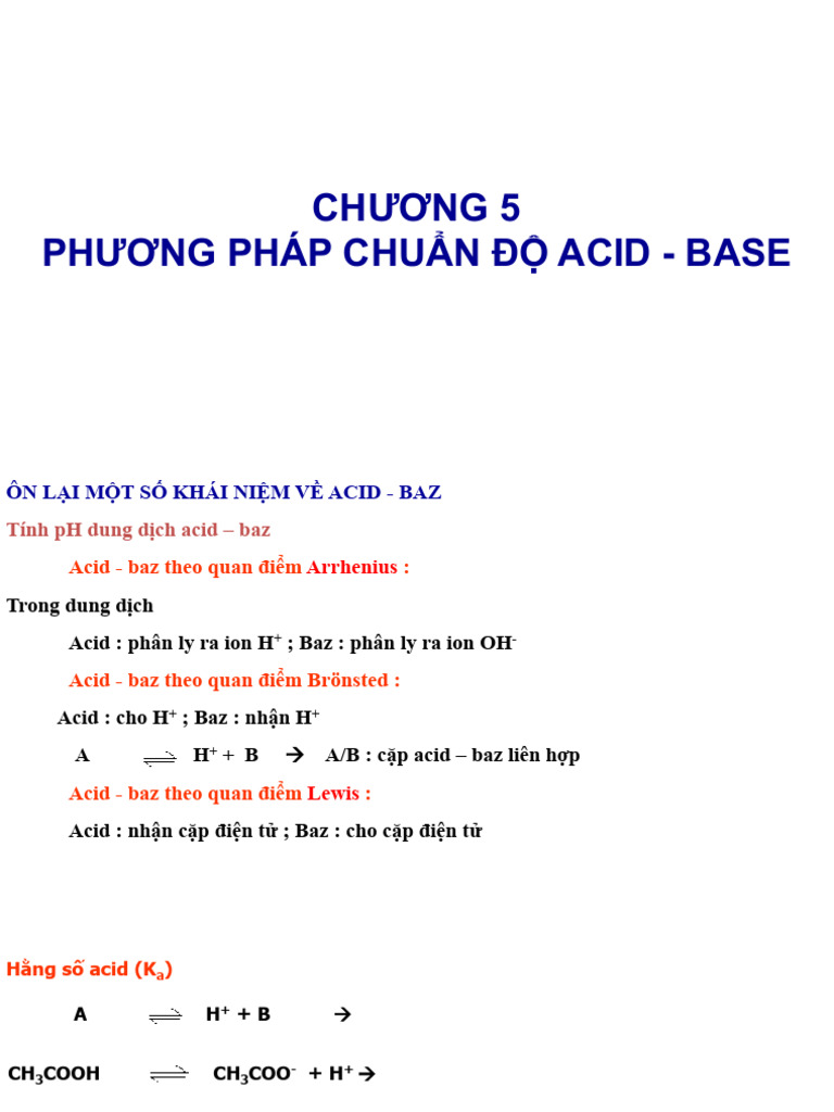 Chương 5 - Chuẩn độ acid base | PDF