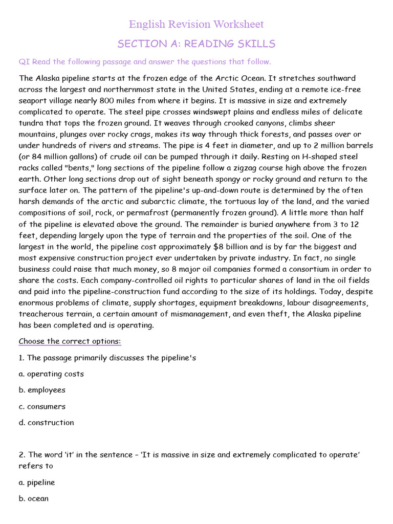 English Revision Worksheet Class 7 | Download Free PDF | Tropical ...