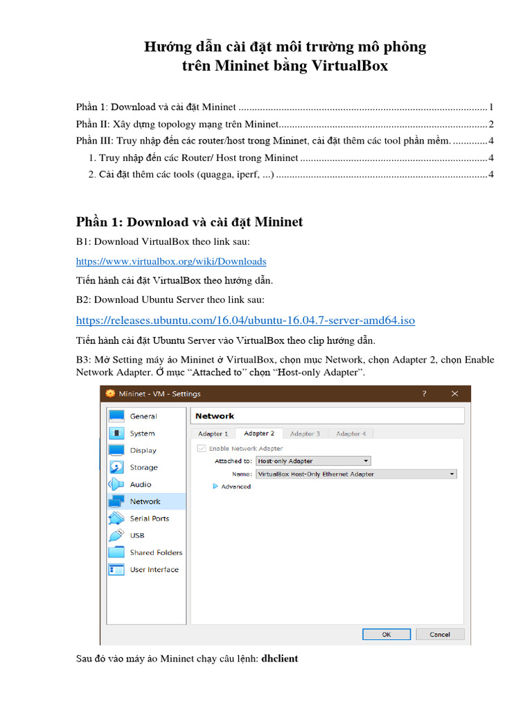 Hướng dẫn cài đặt Mininet | PDF
