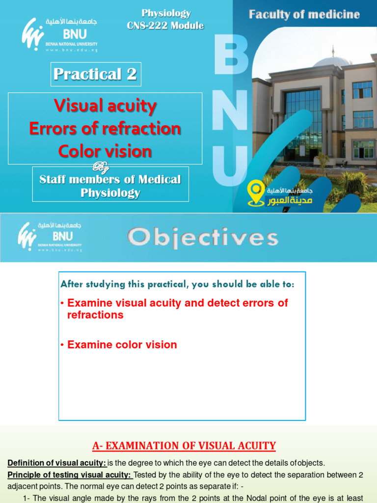 P4 Visual Acuity, Errors of Refraction, Color Vision | PDF | Visual ...