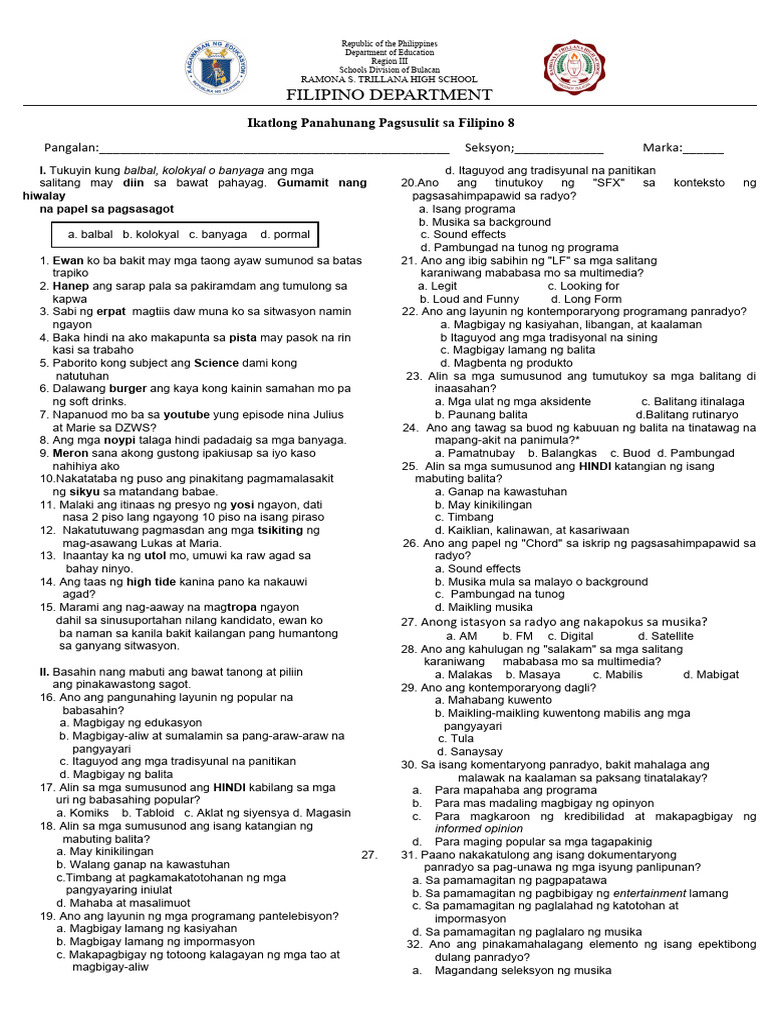 Third Periodical Exam | PDF