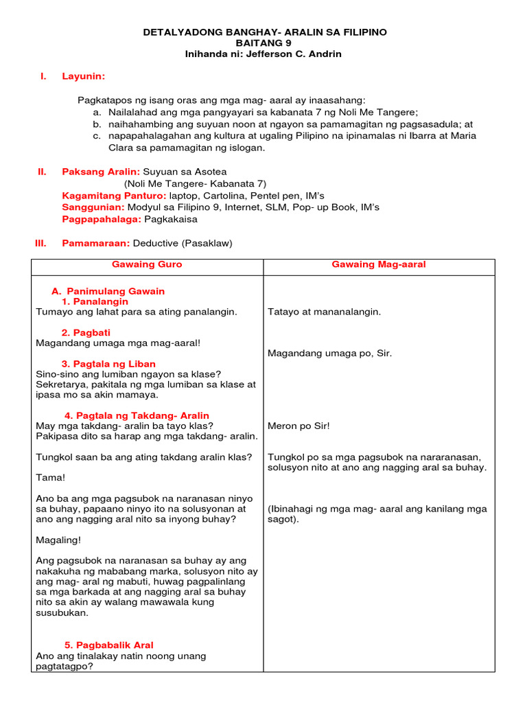 Detailed Lesson Plan Filipino | PDF