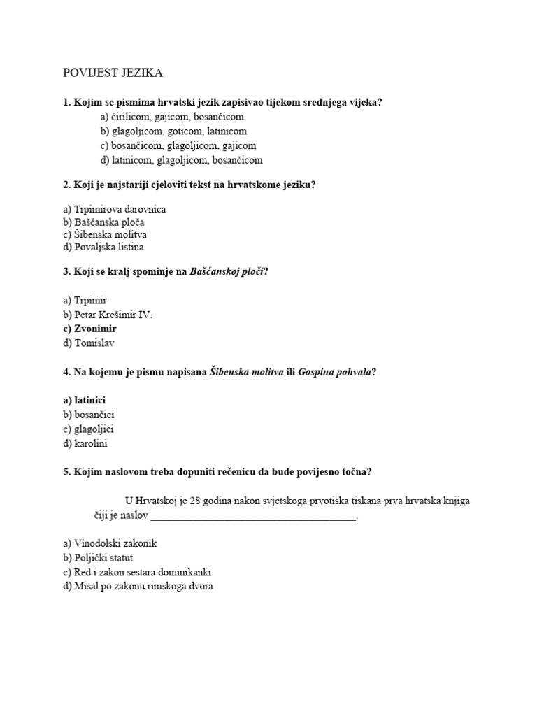 Povijest Jezika (1. Ispit) | PDF