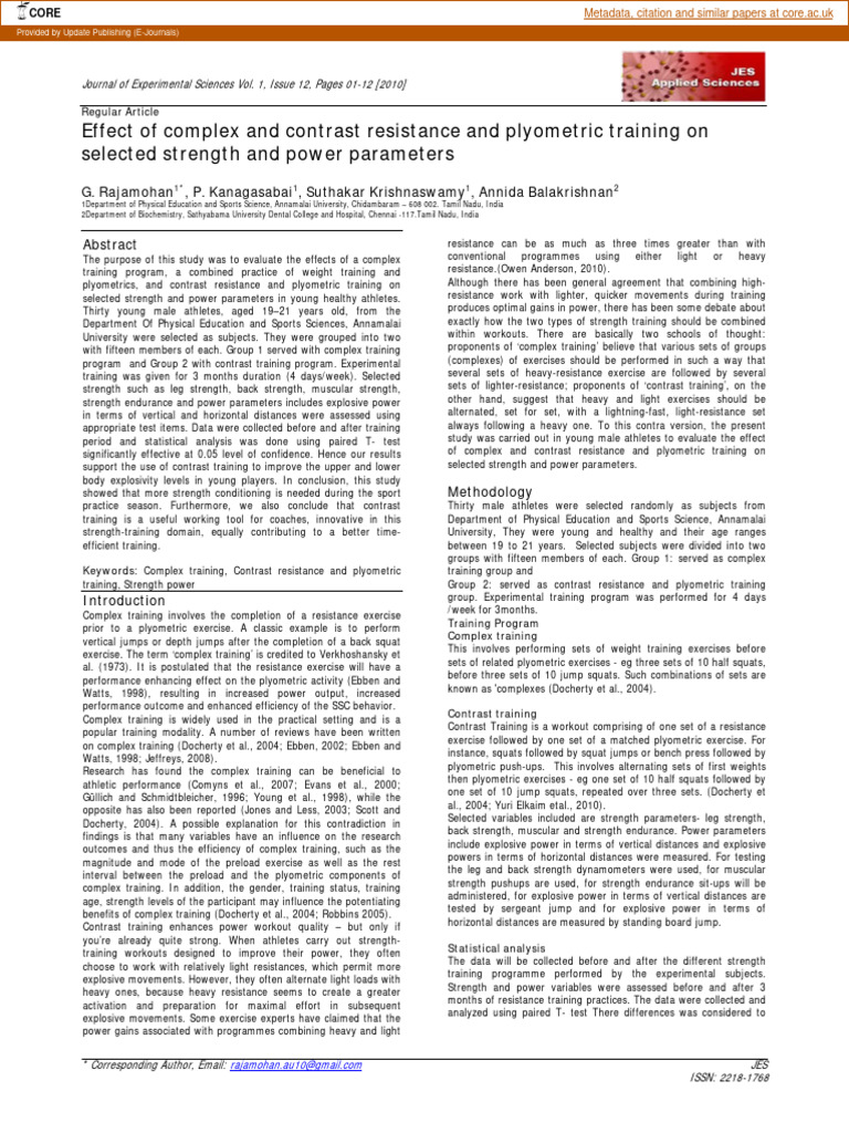 Effect of Complex and Contrast Resistance and Plyometric Training On ...