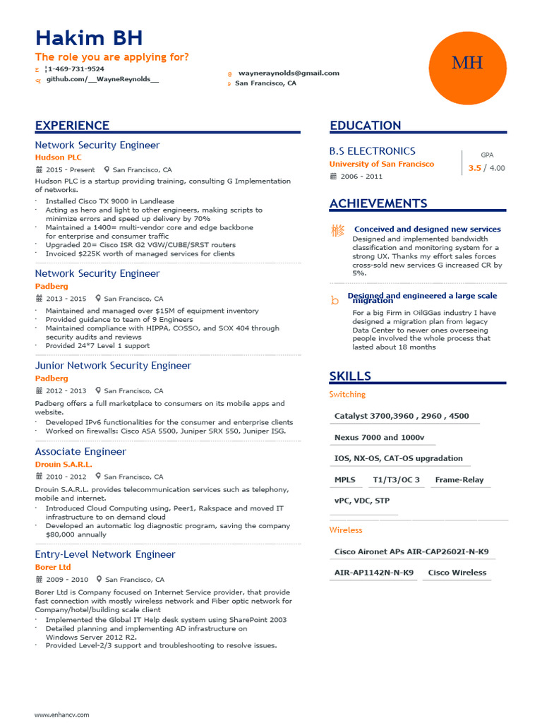 Marcus Hall Resume | PDF | Data Transmission | Information And Communications Technology