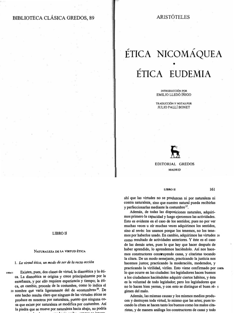 Etica Nicomaquea - Libro II | PDF | Virtud | Valor