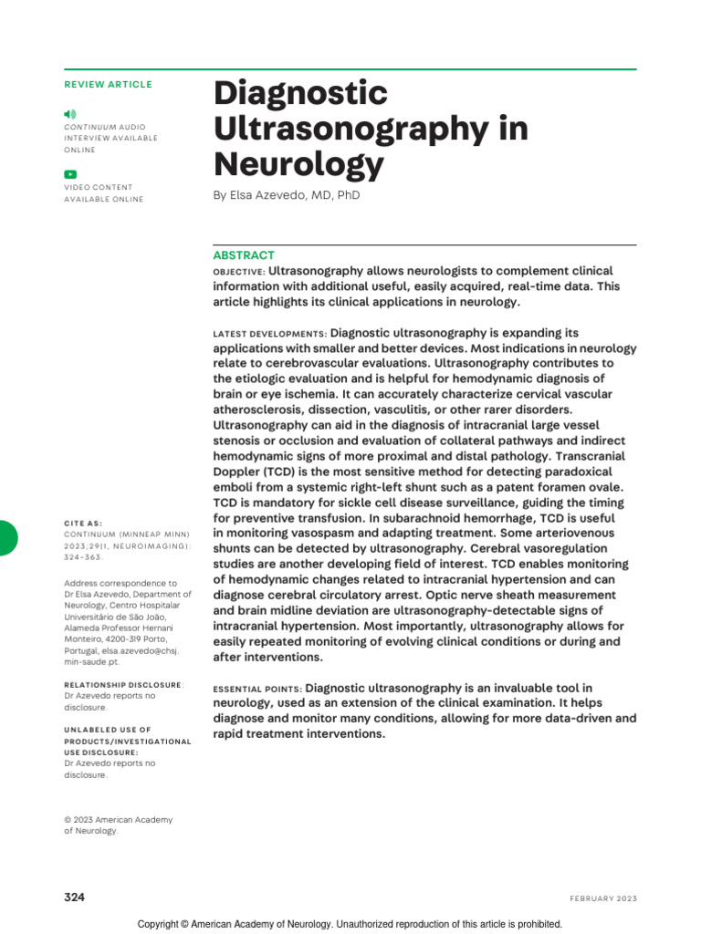 Diagnostic Ultrasonography in Neurology.15 | PDF | Medical Ultrasound ...