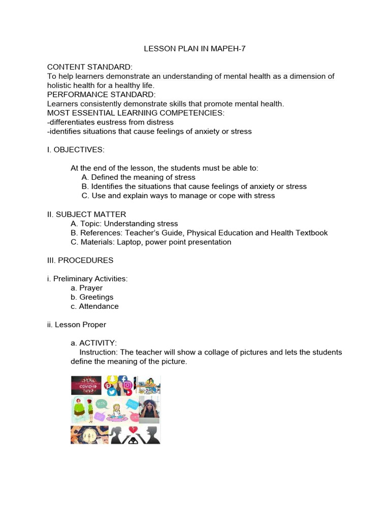 LP FOR G-7 Understanding Stress | PDF | Stress (Biology) | Psychology