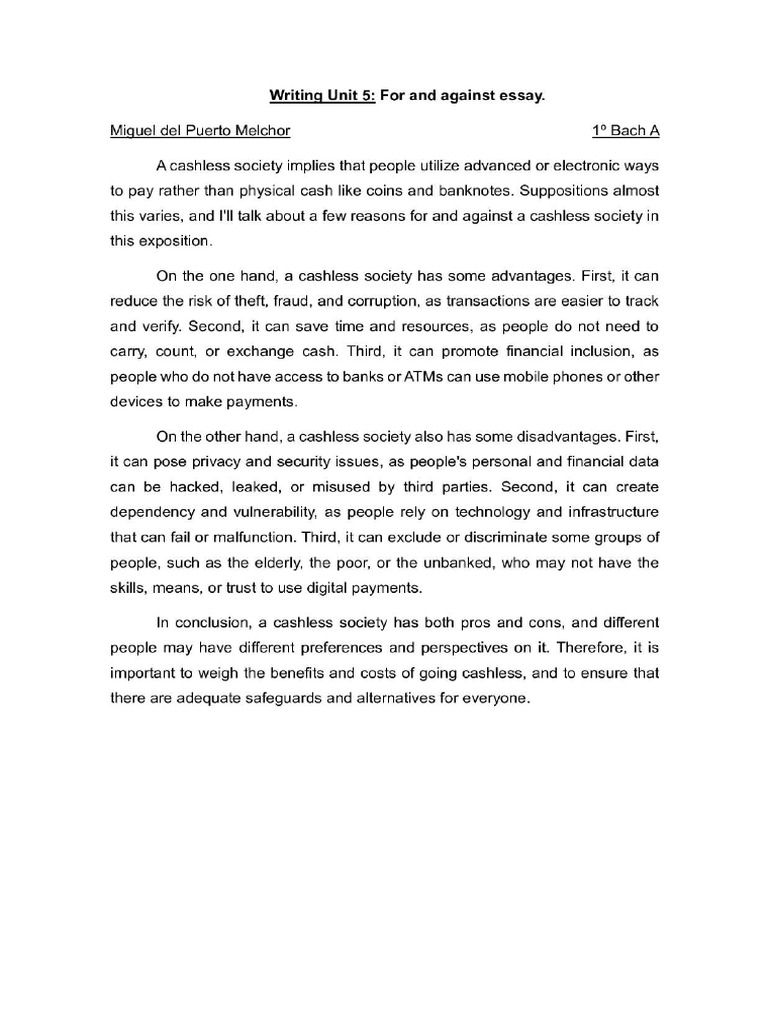 Writing Unit 5 - Miguel 1ºBachA | PDF