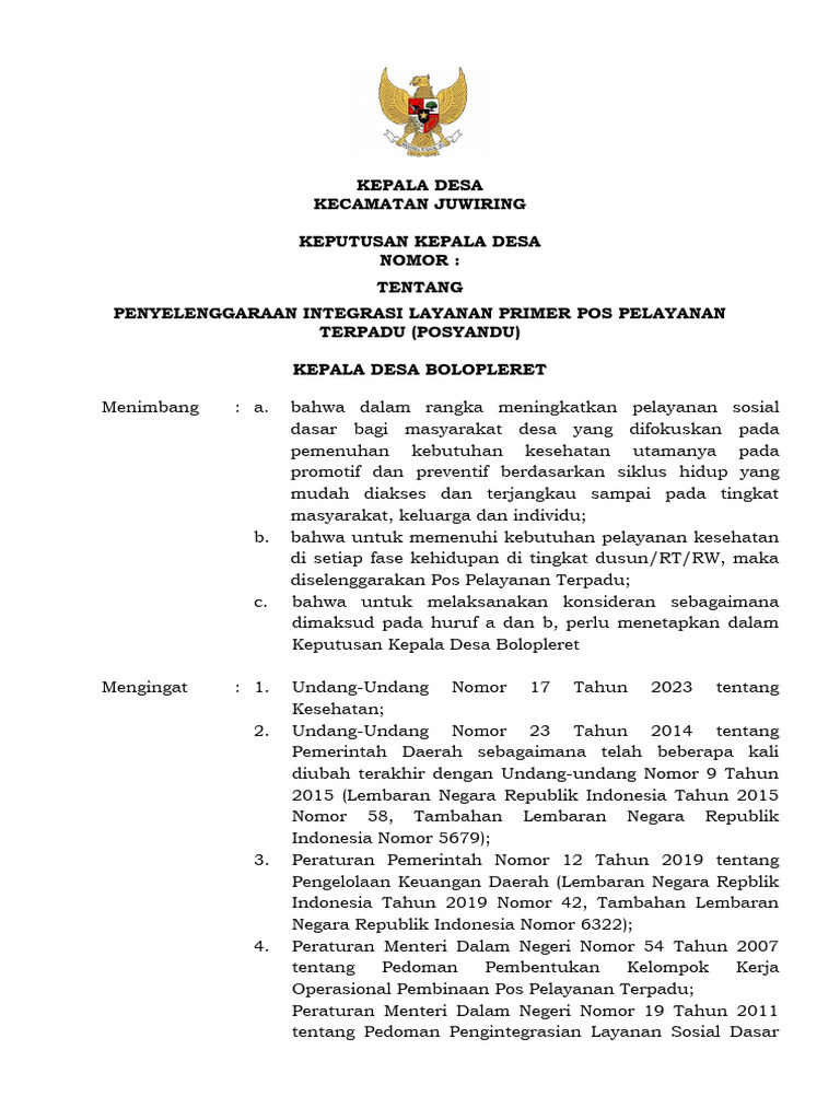 Draft SK Posyandu ILP Terbaru | PDF