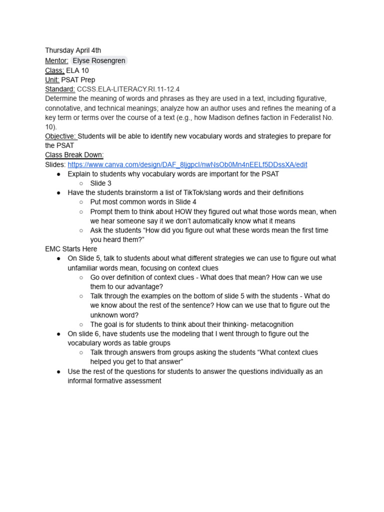 Emc Lesson Plan | PDF