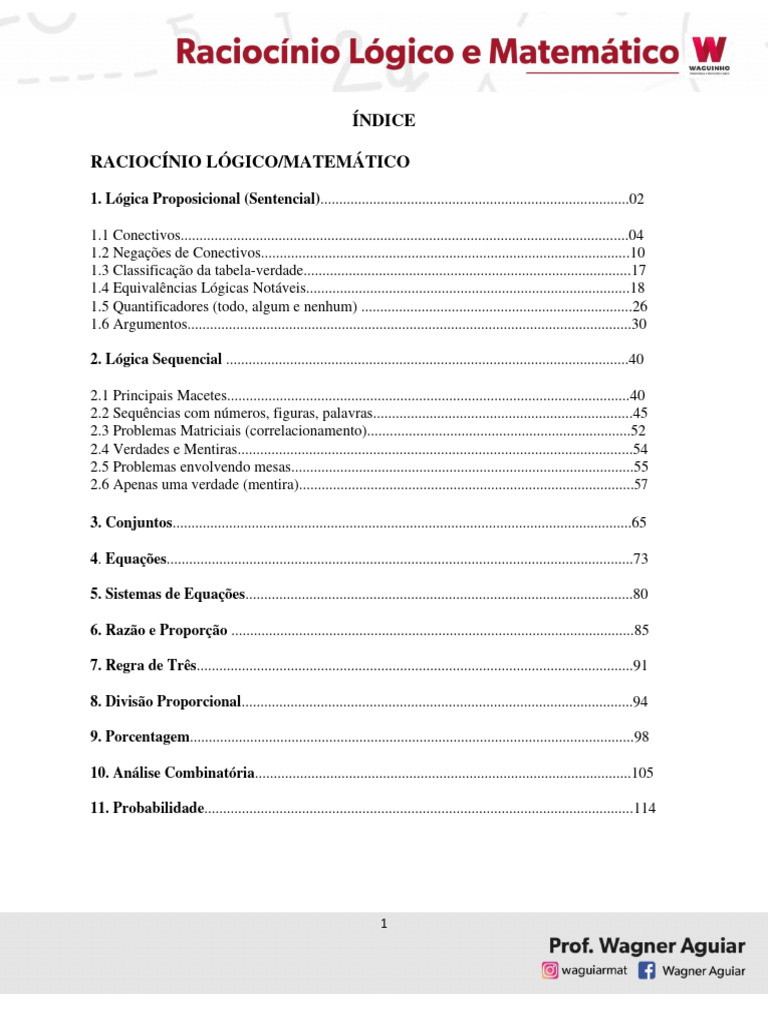 Módulo de Raciocínio Lógico Matemático | PDF | Lógica matemática | Semiótica