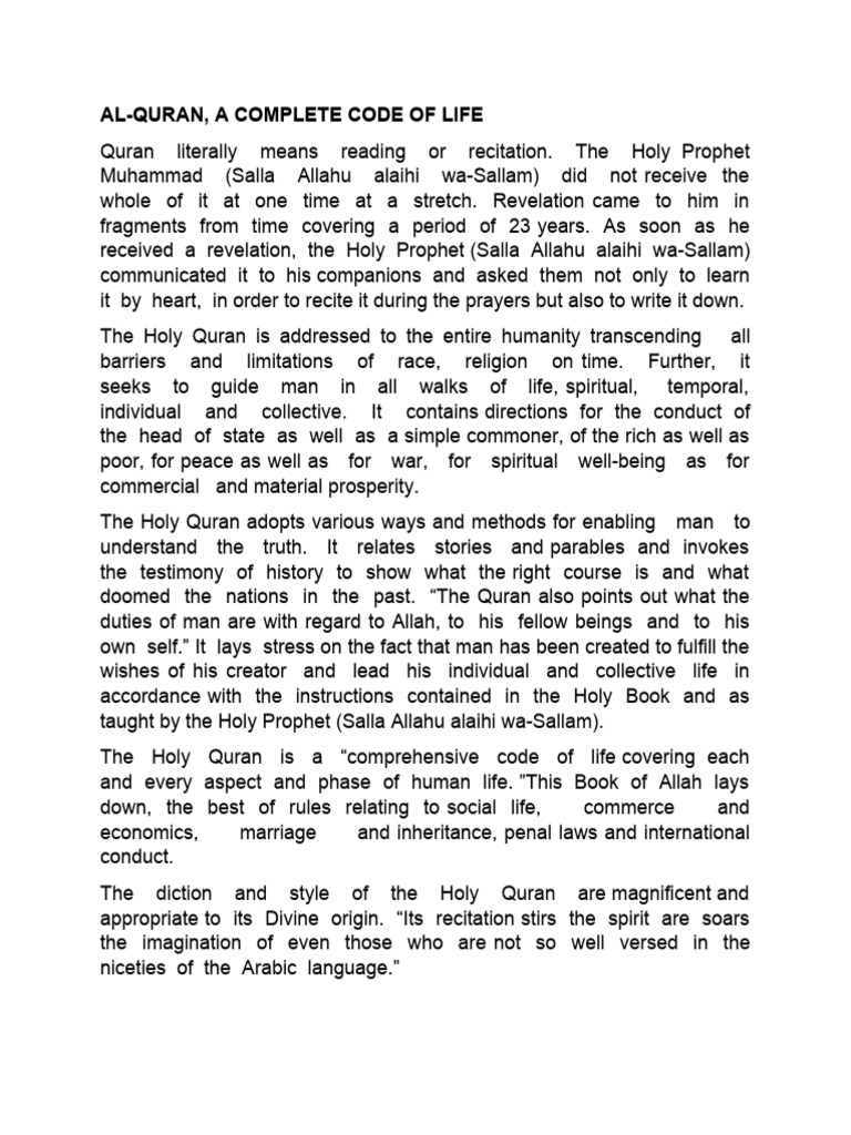 Code of Life | PDF | Quran | Islam