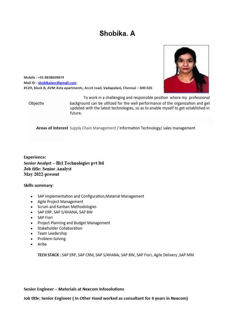 Shobika Updated Resume (1) | PDF | Procurement | Supply Chain
