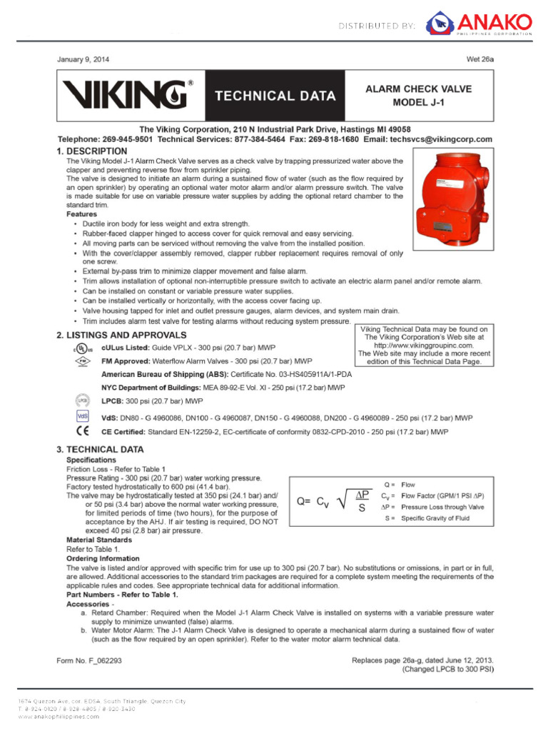 Viking - Alarm Check Valve Model J-1 | PDF