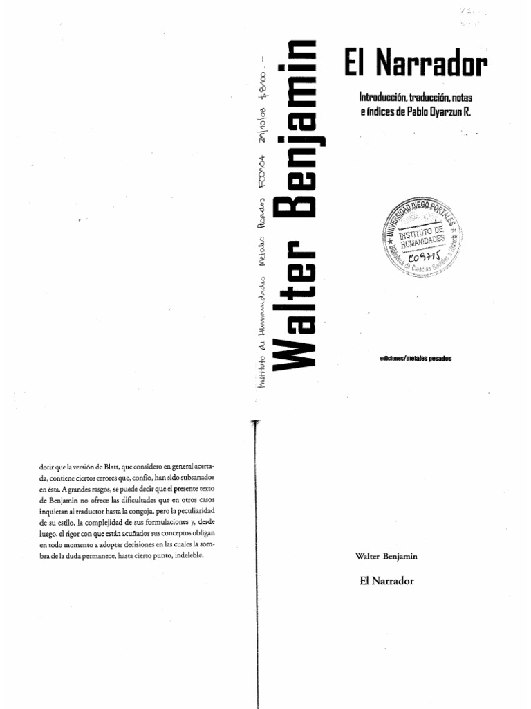 Benjamin, Walter. (2008) - El Narrador | PDF