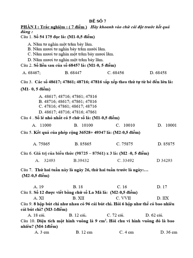 6 de On Tap Toan 3 | PDF
